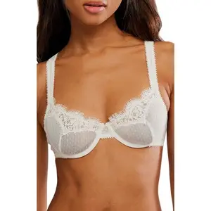 Free People Fiona Underwire Lace Demi Bra - White Alyssum