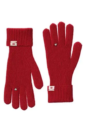 STAND OIL Heart Stud Knitted Gloves - Red