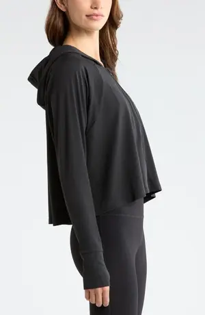 Zella Revitalize Cropped Hoodie - Black