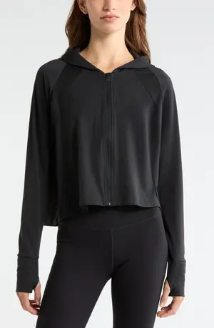 Zella Revitalize Cropped Hoodie - Black