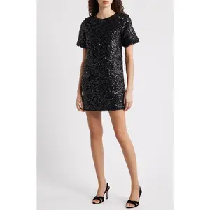 FRIENDS LIKE THESE Sequin Bouclé Shift Minidress