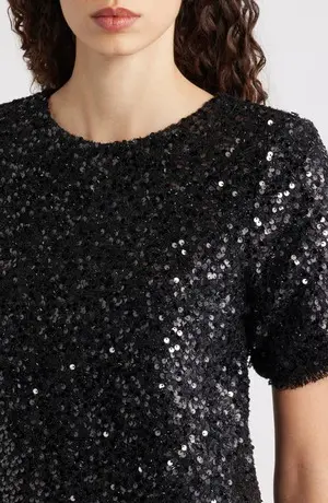 FRIENDS LIKE THESE Sequin Bouclé Shift Minidress