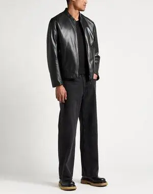 Emporio Armani Lambskin, Virgin Wool, And Cashmere Bomber Jacket - Black