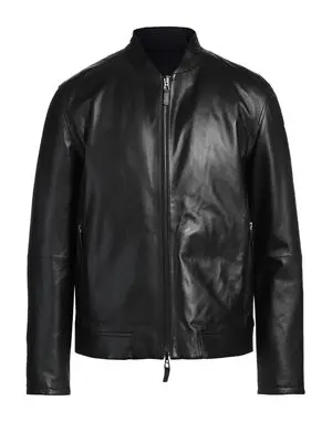 Emporio Armani Lambskin, Virgin Wool, And Cashmere Bomber Jacket - Black