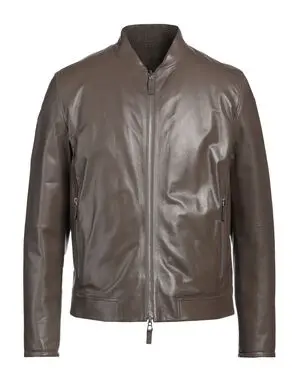 Emporio Armani Military Jacket In Lambskin, Virgin Wool, And Cashmere - Green