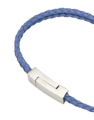 FERRAGAMO Leather And Steel Bracelet - Light Blue