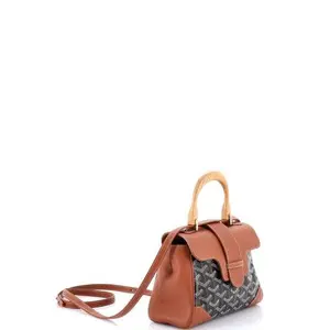 Goyard Saigon Top Handle Bag Coated Canvas With Leather Mini - Brown
