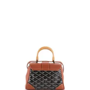 Goyard Saigon Top Handle Bag Coated Canvas With Leather Mini - Brown