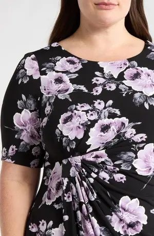 CONNECTED APPAREL Floral Mock Wrap Dress