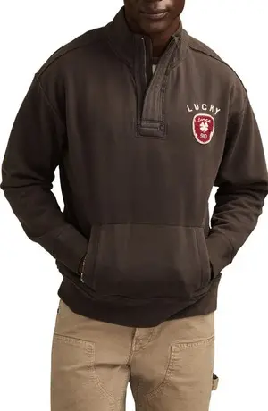 Lucky Brand Half Zip Logo Sweatshirt