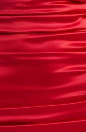JUMP APPAREL Ruched Off-the-shoulder Satin Mini Dress