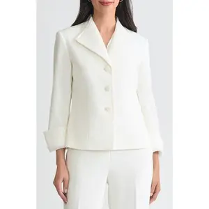KASPER Winged Lapel Three-button Blazer - Vanilla Ice