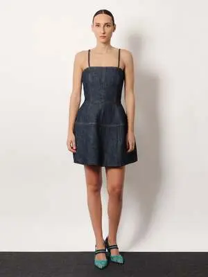 Fendi Padded Denim Mini Dress - Blue