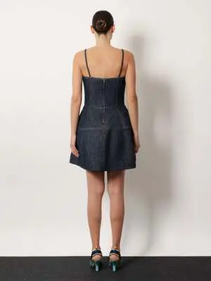 Fendi Padded Denim Mini Dress - Blue