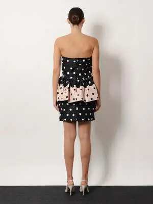 Fendi Falena Dots Taffeta Bustier Dress - Black