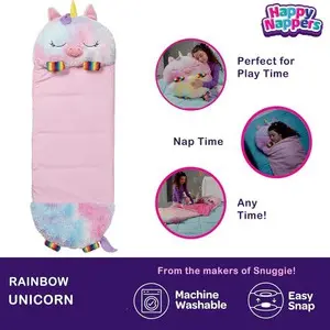 HAPPY NAPPERS Pillow & Sleepy Sack Medium Rainbow Unicorn