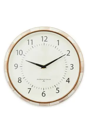 MACKENZIE-CHILDS Check Enameled Steel School Wall Clock - Mocha