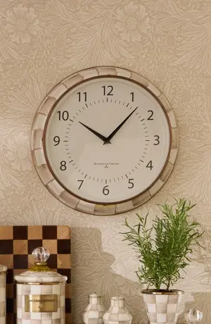MACKENZIE-CHILDS Check Enameled Steel School Wall Clock