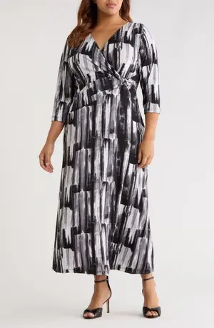 Vikki Vi Wrap Front Knit Maxi Dress