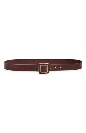 Nordstrom Mila Leather Belt - Burgundy- Gold