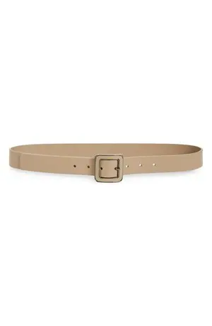 Nordstrom Mila Leather Belt - Taupe- Gunmetal