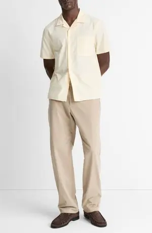 Vince Union Textured Stripe Cotton Camp Shirt