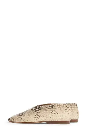 MANSUR GAVRIEL Snakeskin Embossed Square Toe Flat