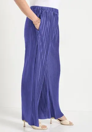 JUNE + VIE Plisse High Rise Straight Leg Pants