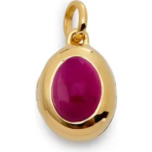 Monica Vinader Birthstone Locket Pendant 18ct Gold/pink Quartz
