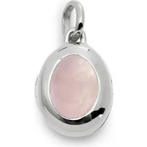 Monica Vinader Birthstone Locket Pendant Sterling Silver/rose Quartz