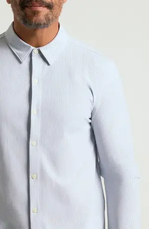 True Classic Stripe Stretch Oxford Performance Button-up Shirt - Steel Stripe