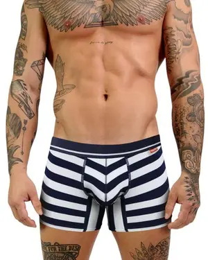 MOSMANN AUSTRALIA Ultra-soft Boxers Navy Stripe