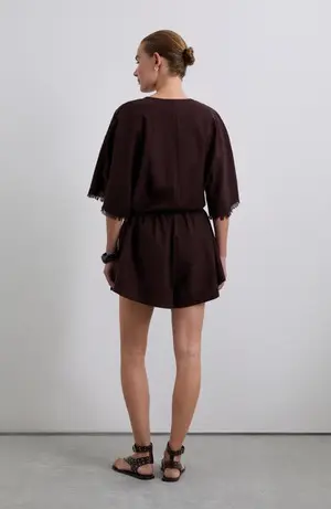SCALPERS Short Rustic Linen Jumpsuit