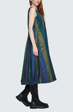 LUUKAA Pleated Taffeta Dress - Oasis Blue