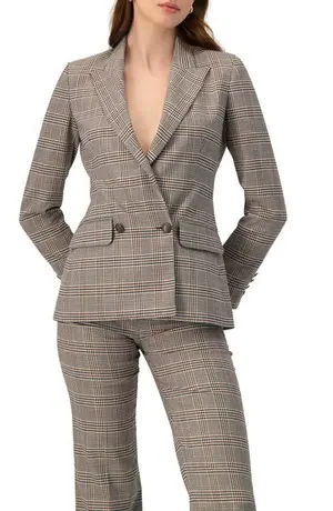 IVONNE Double-breasted Prince Of Wales Blazer - Multi-brown