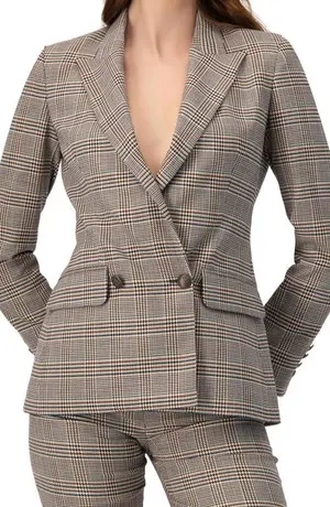 IVONNE Double-breasted Prince Of Wales Blazer - Multi-brown