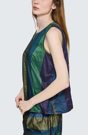 LUUKAA Tamara Taffeta Top - Oasis Blue