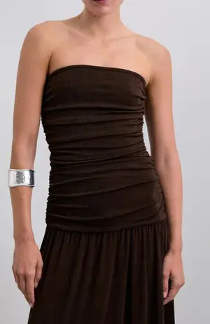 SCALPERS Strapless Midi Dress - Brown