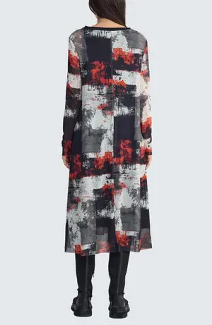 LUUKAA Aislinn Printed Mesh Midi Dress