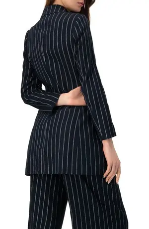 IVONNE Striped Blazer With Patch Pockets