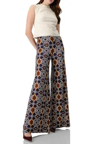 IVONNE Patterned Wide-leg Palazzo Trousers