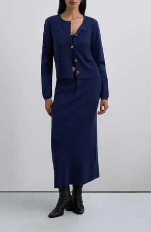 SCALPERS Fine Knit Cardigan - Navy