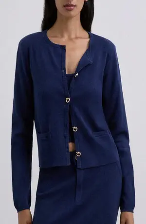 SCALPERS Fine Knit Cardigan - Navy