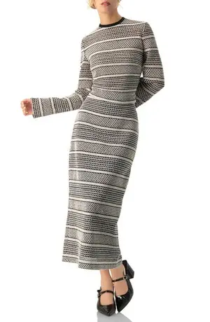 IVONNE Long Sleeve Knit Crop Top With Abstract Pattern