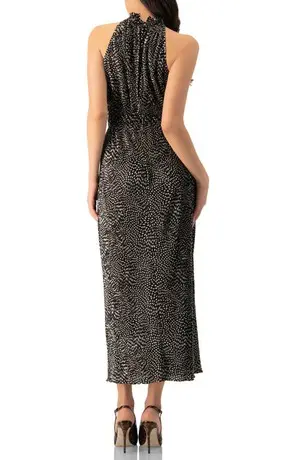 IVONNE Pleated Polka Dot Maxi Dress