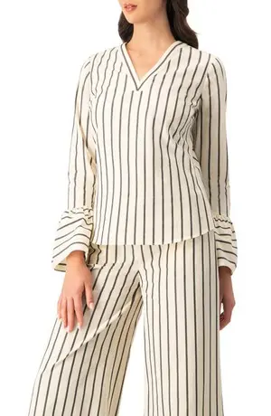 IVONNE Striped V-neck Shirt