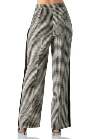 IVONNE Checkered Wide-leg Trousers - Black