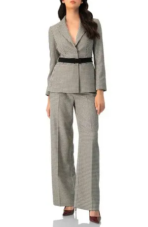 IVONNE Checkered Wide-leg Trousers - Black