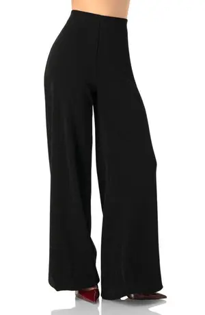 IVONNE Corduroy Wide-leg Trousers - Black