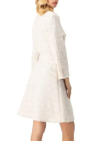 IVONNE Tweed Belted Button-down Midi Dress